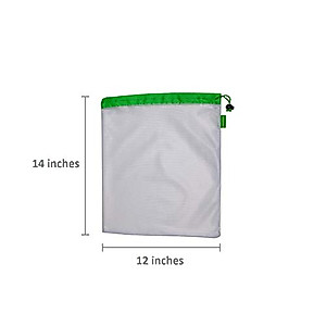 Premium Reusable Mesh Produce Bags With Drawstring - Mesh Produce Bags With Tare Weight - Set of 9 Reusable Grocery Bags - Washable Produce Bags for Fruit and Veg - BPA Free Mesh Bags for Vegetables