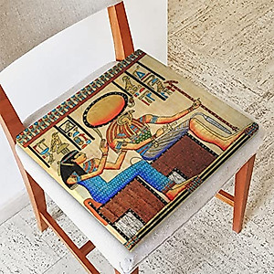 AUUXVA Seat Cushion Egyptian Papyrus Horus Queen Chair Cushion 16x16in Soft Foam Dorm Chair Pad with Washable Zipper Cushion Cover for Kitchen Dining Office Patio Furniture Cushion
