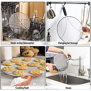 Telison Splatter Screen for Cooking 13 Inch, Block 99% Hot Oil, Stainless Steel Splatter Screen for Frying Pan, Heavy Duty and Easy to Clean