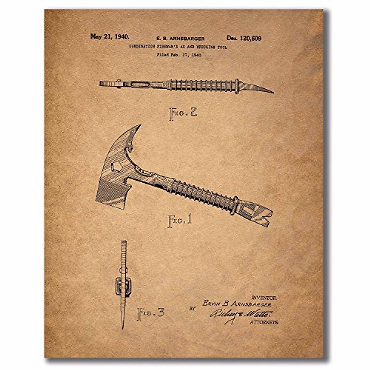 BigWig Photos Fireman Patent Wall Art Prints - Firemen Firefighter Gift Set of 6 (8 inches x 10 inches)