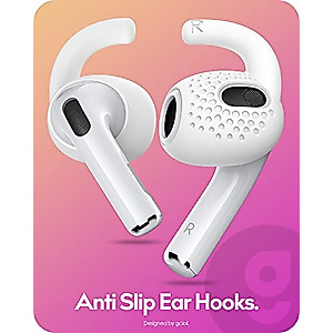 Gcioii - Upgraded Ear Hooks Covers for AirPods 3 [Added Storage Pouch] Sport Anti Slip Ear Tips Wings, Grip Tips Accessories Compatible with Apple AirPods 3rd Generation (White,3 Pairs)