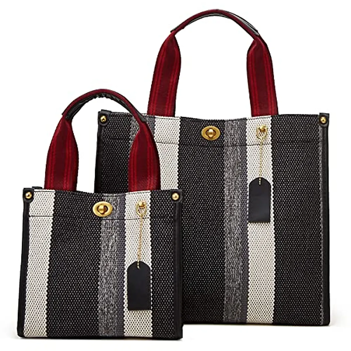 Tote Bag Hobo Bag for Women Canvas Shoulder Bag Chic Crossbody Bag Satchel Large Handbag Color Contrast Stripe