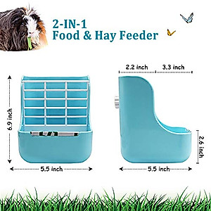 LLSPET 3-in-1 Guinea Pig Hay Feeder Water Bottle Nail Scissors Set, Pets Feeding Kit for Small Animals Bunny Chinchilla Guinea Pig Rabbit, 250ml Rabbit Water Bottle No Drip, Double Use Rabbit Feeder
