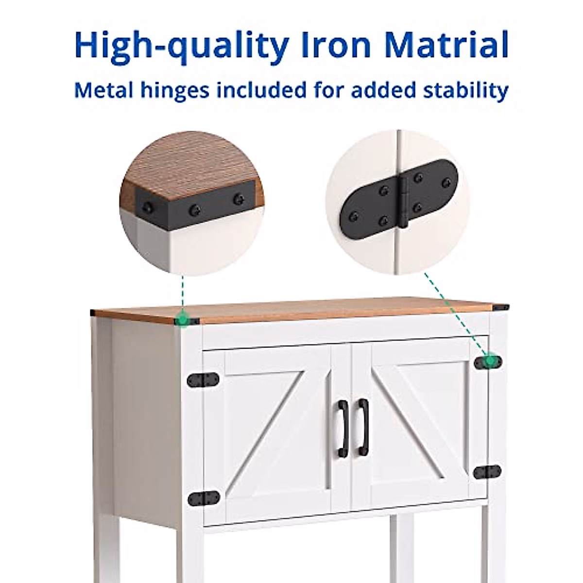 Cozy Castle Farmhouse Coffee Bar Cabinet, Buffet Table with 2 Doors, Accent Buffet Storage Cabinet for Entryway, Kitchen, Bathroom, White