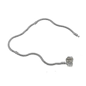 Kinteshun Snake Bracelet Chain,Silver Plating European Bead Charm Wristlet Bracelet Chain with Snap Barrel Clasp(2pcs,3mm&6.7 inches)