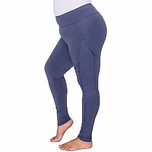 YOGALANDUSA Women's Yoga Workout Leggings – Plus Size High Waisted 4 Way Stretch with Zipper Pocket Casual Active Pants CYP1031PX V.Denim 3X