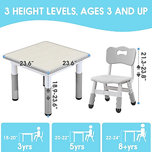 JIAOQIU Adjustable Kids Table and Chairs Set Toddler Table and Chairs Kids Table and Chair Set Kids Table and Chair Set 5-8 Year Old Toddler Table and Chair Set with Non-Slip Table Legs&Organizer