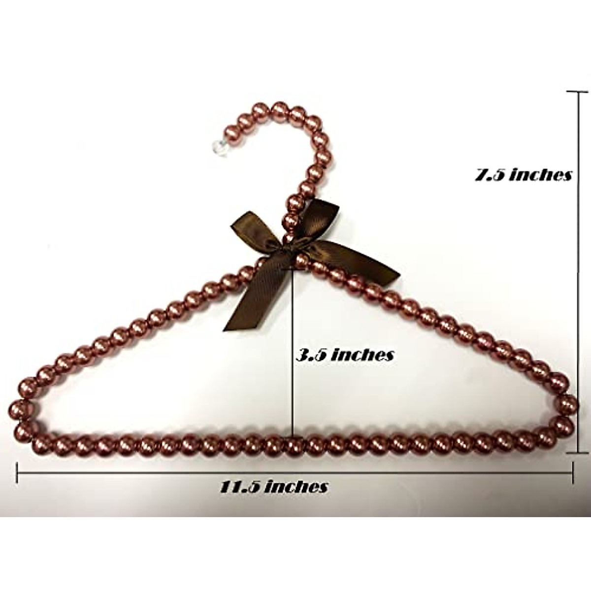 Pearl Clothes Beads Hangers for Kids Baby Girl Infant Toddler Childerns for Fancy Dress Closet Hanger Elegant Gift Ideas Metal Hangers (5 Pack) Coffee Color