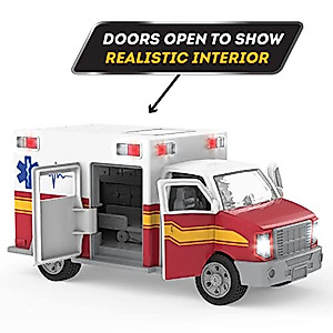 Driven by Battat – Micro Ambulance – Toy Truck with Lights and Sound – Rescue Trucks and Toys for Kids Aged 3 and Up, WH1126Z