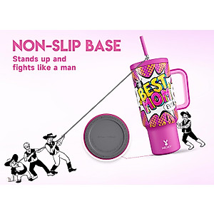 Meoky Mothers Day Gifts for Mom, 40 oz Tumbler with Handle and Straw, Tumbler with Lid and Straw, Insulated Stainless Steel Travel Mug, 100% Leak-proof, Keeps Cold for 34 Hours (Best Mom)