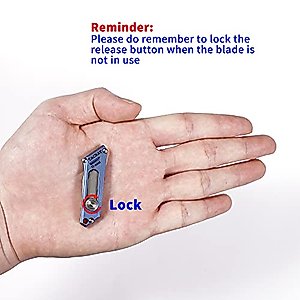 TACRAY Titanium Utility Mini Knife, Small Box Cutter with Retractable and Replaceable Blade for Multiple Cutting Tasks and EDC, comes with 2pcs of extra blades for replacement (Blue)