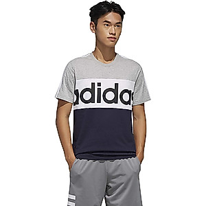 adidas Men’s Essential Colorblock Tee, Medium Grey Heather/Legend Ink/White, Medium