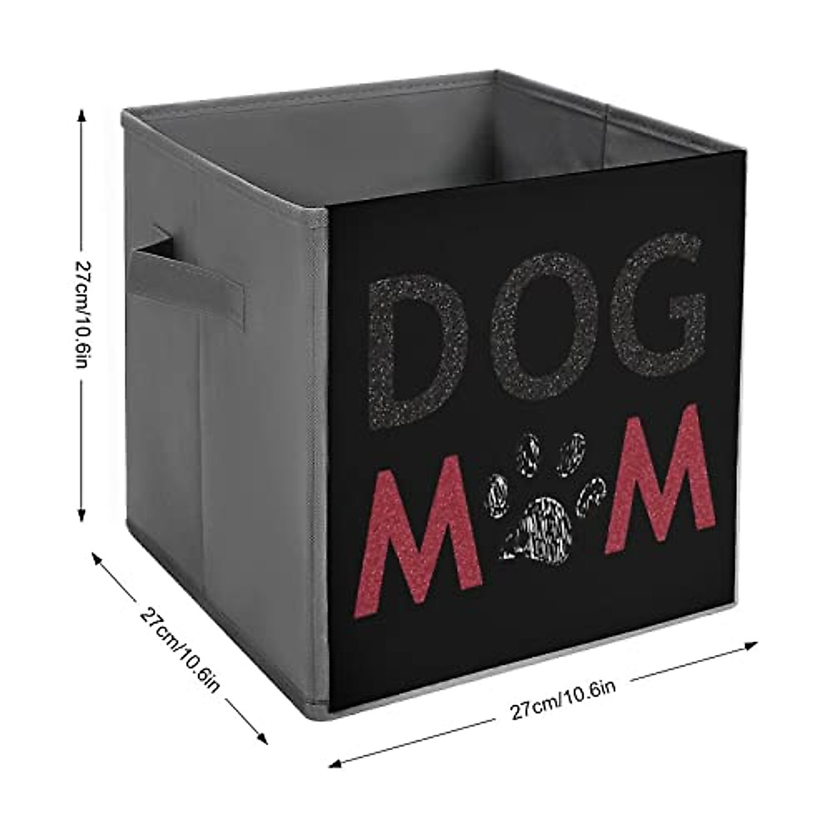 Dog Mom Foldable Storage Bins Printd Fabric Cube Baskets Boxes with Handles for Clothes Toys, 11x11x11