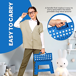 Utopia Home Folding Step Stool - (Pack of 1) Foot Stool with 9 Inch Height - Holds Up to 300 lbs - Lightweight Plastic Foldable Step Stool for Kitchen, Bathroom & Living Room (Blue)