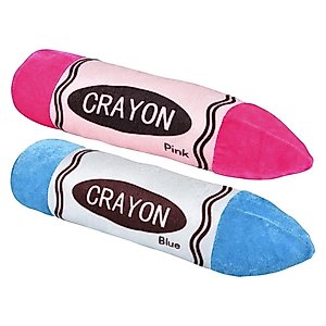 Forest & Twelfth 14” Stuffed Crayons 2Pcs Crayon Plush Toy Set - Soft and Huggable Blue and Pink Crayon Prop Toys for Imaginative Play and Learning, Comfy Pencil Pillow Plush