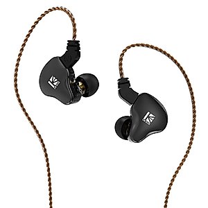 KBEAR KS2 iem, in Ear Monitor Headphones Hybrid 1BA 1DD Wired Earbuds Stereo Bass HiFi IEM Earphone Noise Cancelling High Resolution with Detachable Cable for Running Gaming Sport(without mic, Black)