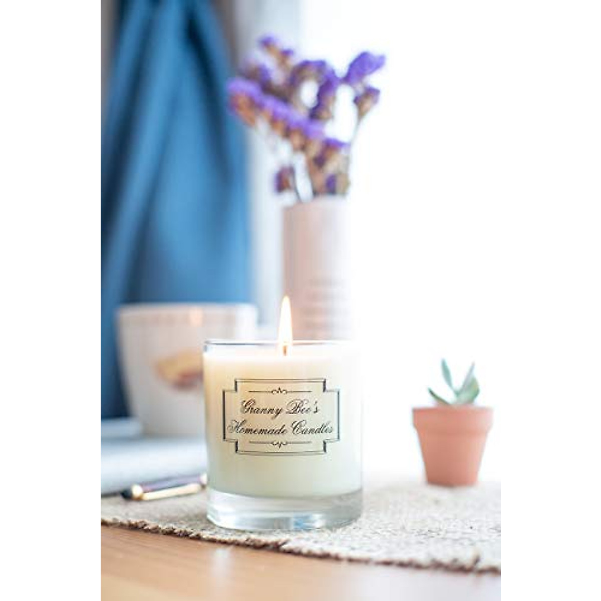Granny Bee Creme Brulee Scented Candle - Sweet Vanilla Candle With Salted Caramel - Handmade Natural Soy Jar Candle Hand Poured in USA for Aromatherapy and Stress Relief - No Lead Wick, 11 Ounce