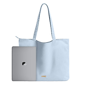 VANDEL Corduroy Tote Bag for Women and Men with Zipper and Inner Pockets. Blue Zipper Tote Bag, Cute Tote Bag Aesthetic