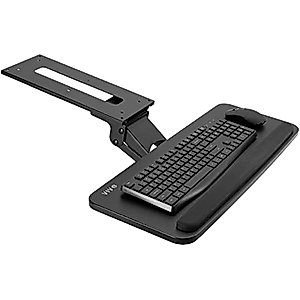 VIVO Adjustable Computer Keyboard & Mouse Platform Tray Ergonomic Under Table Desk Mount Drawer Underdesk Shelf (MOUNT-KB03B)