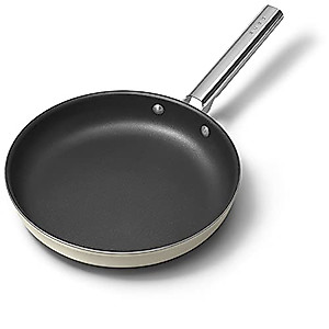Smeg CKFF2801CRM Frying Pan 28cm Cream, Non-Stick, Aluminium, Patented Base