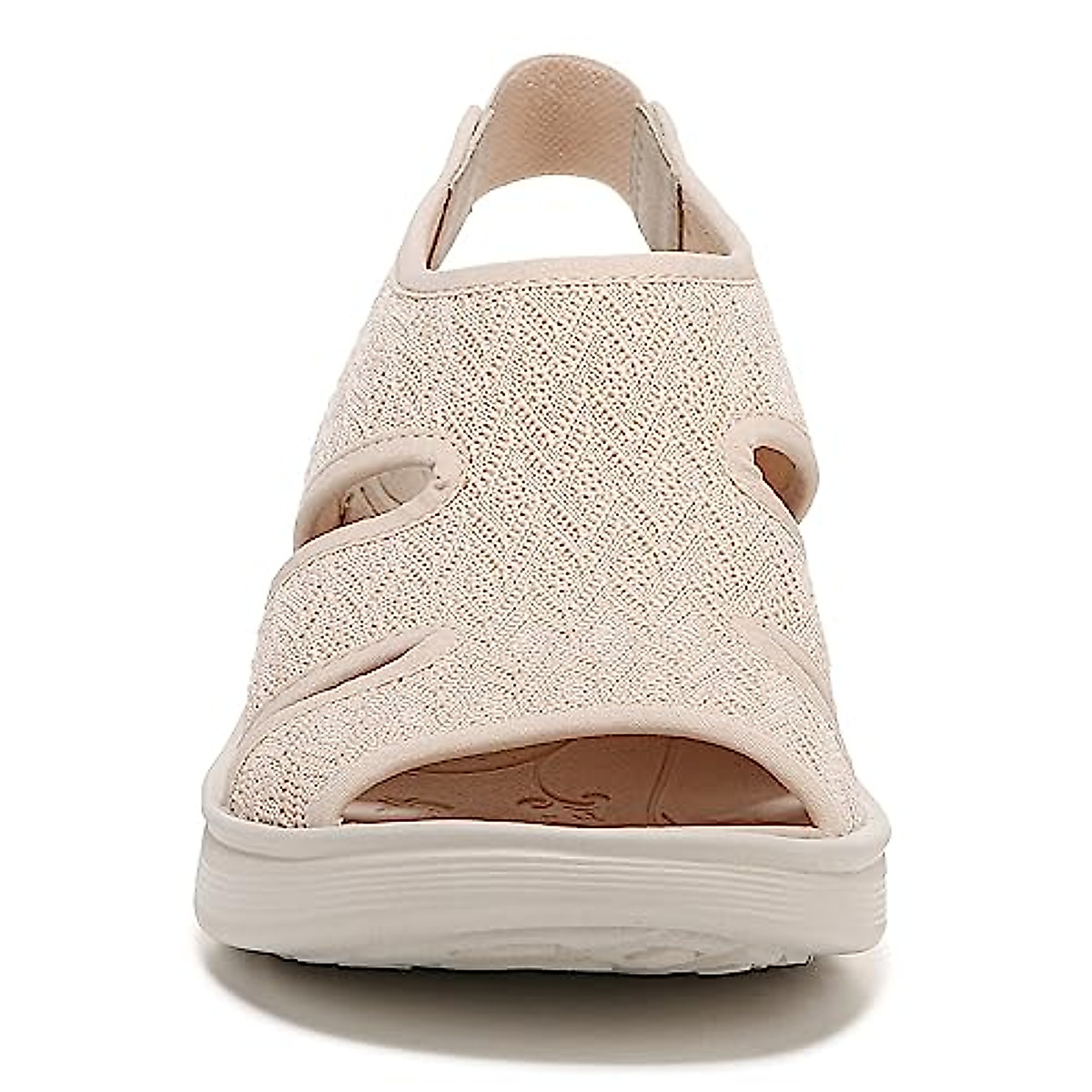 BZees Womens Daytona Slip-On Wedge Sandal Sand Dollar Chevron 6.5 M