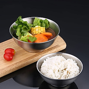 Kichvoe Korean Bowl Soup Bowls Ramen Noodle Bowls Stainless Steel Bowl Korean Bowls Double Walled Serving Bowl for Udon Pho Dessert Cereal Salad 15cm Metal Bowls