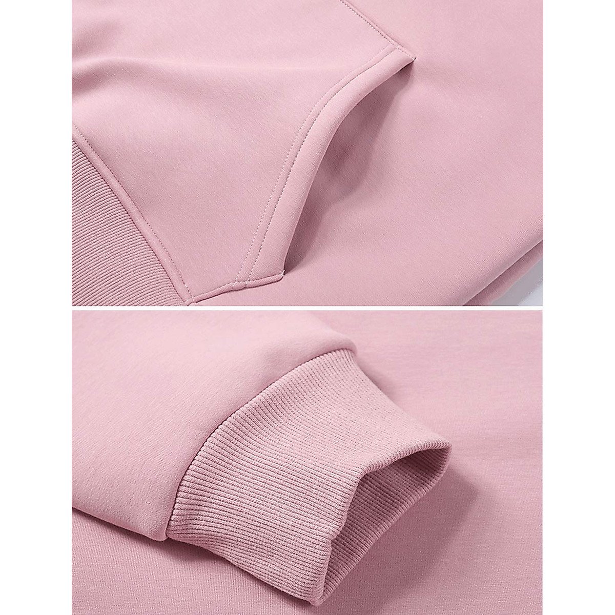 Haellun Womens Casual Winter Warm Fleece Sherpa Lined Pullover Hooded Sweatshirt (Pink, Medium)