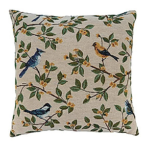 SARO LIFESTYLE Jacquard Bird Throw Pillow with Poly Filling, Multi, 18"
