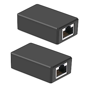 RJ45 Network Coupler, Ethernet Connectors, Ethernet Cable Extender Connector, Outdoor Arrester Protection Network Cable Extension Adapter - Female to Female (2 Pack)