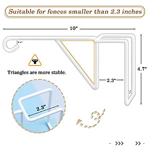 Gicare 4 Pack Vinyl Fence Hooks, Heavy Duty Durable White Fence Plant Hangers for Outdoor, Over The Fence Hooks, Patio Hooks for Hanging Plants, Flower Baskets, Bird feeders, Lights, Pool Equipment
