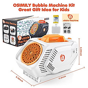 OSIMILY Bubble Machine, Automatic Bubble Blower, 20000+ Bubbles Per Minute Bubbles Toy for Toddlers Battery Operated Bubble Machine Bubble Toys for Indoor Outdoor Birthday Party(White)