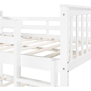 STP-Y Twin Over Twin Bunk Bed with Trundle, Solid Wood Bunk Beds for (White) (Color : White, Size : Full Over Full)