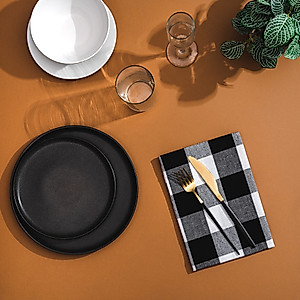 Black and White Buffalo Plaid Kitchen Towels - Set of 6 Highly Absorbent, 100% Cotton, Lint-Free Kitchen Towels with Hanging Loop - Use as Kitchen Towels, Hand Towels, or Dish Towels (6 Pack)