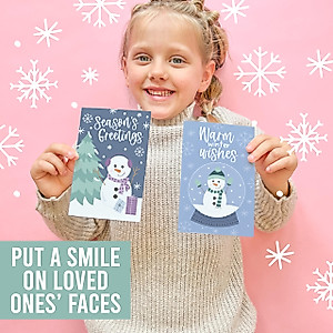 Hadley Designs 24 Winter Wonderland Christmas Holiday Cards Bulk With Envelopes, 50 Holiday Greeting Cards, Cute Fancy Blank Winter Christmas Postcard Set, Winter Cards, Seasons Greetings Note