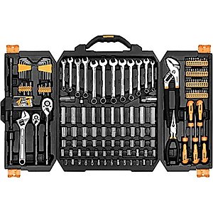 DEKOPRO 192 Piece Mechanics Tool Set Socket Wrench Set, Plastic Storage Case with Auto Repair Hand Tool Kit Wrench Tool Box Set
