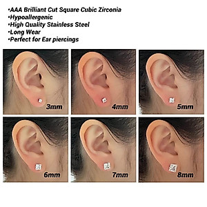 COZLANE Gold Stud Earrings For Men Women Multipack Stainless Steel Cubic Zirconia Earrings Studs Gold Hypoallergenic Earrings Sets For Women(12 Pairs,3-8 MM)