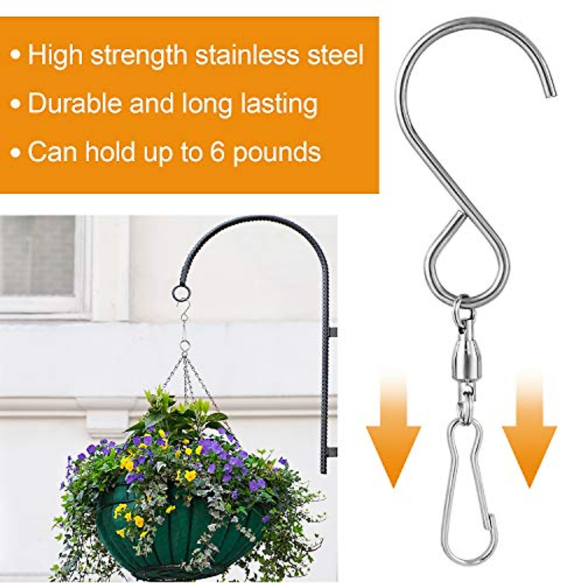 Kuuqa Swivel Hooks Clips for Hanging Wind Spinners Wind Chimes Crystal Twisters Party Supply(6 Pack)