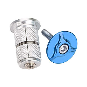 Bike Stem, Durable Aluminum Alloy Headset Top Lightweight Headset Expander Se Bike Headset Expander 1/1.25inch (Blue)