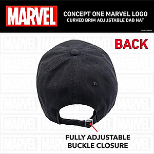 Marvel Logo Cotton Adjustable Dad Hat, Black, One Size