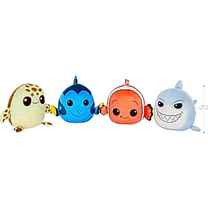 Mattel Disney100 Finding Nemo Cuutopia Plush Toys 4-Pack, Collectible Set of Soft 5-Inch Pillow Dolls Inspired by Fan-Favorites Nemo, Dory, Squirt & Bruce