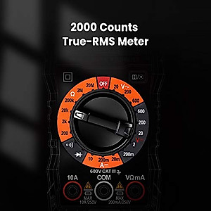 KAIWEETS Digital Multimeter with Case, DC AC Voltmeter, Ohm Volt Amp Test Meter and Continuity Test Diode Voltage Tester for Household Outlet, Automotive Battery Test (Anti-Burn with Double Fuses)