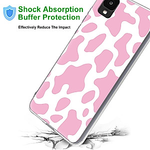 JANENFNA Case for Alcatel TCL 30 Z T602DL, Clear Soft Flexible TPU Phone Case for TCL 30Z T602DL 6.1", Lightweight Shockproof Anti-Scratch Cover for TCL 30Z / TCL 30LE, Pink Cow Prints