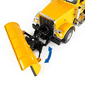 TOMY ERTL Big Farm 1:16 Scale Peterbilt Snow Plow Truck with Dump Box Toy for Kids, Yellow, 3 Years and Up