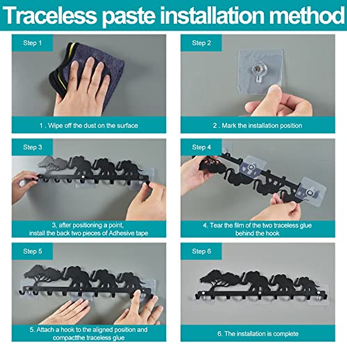 Autoly, Coat Rack Wall Mount installs The Door Hanger Hook Against The Wall, Coat Hanger Wall can Organize The Room. Coat Hooks Wall mounted6 Hooks 1 Piece