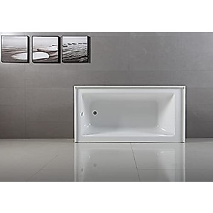 Kingston Brass Aqua Eden VTAP603622L 60-Inch Acrylic Alcove Tub with Left Hand Drain, White