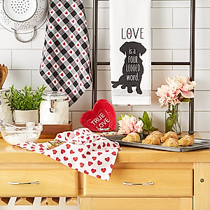 DII Valentine's Day Collection Kitchen, Dishtowel Set, 18x28, Dog Love, 3 Piece