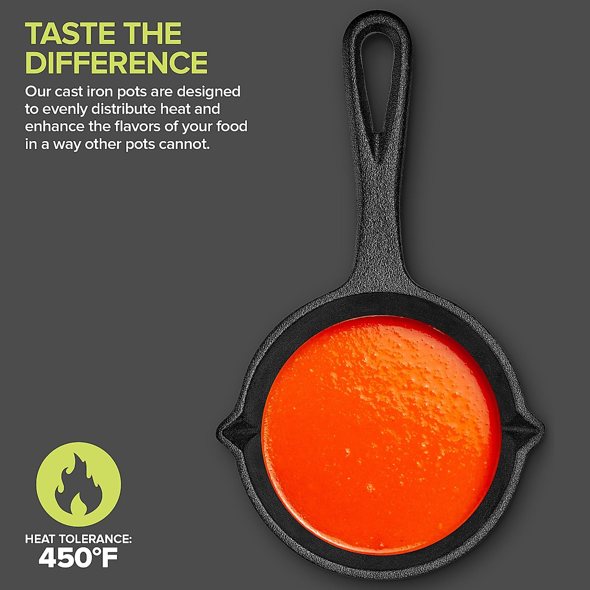 Modern Innovations Cast Iron Melting Pot, Cast Iron Basting Pot for Grill Cooking, Cast Iron Saucepan, Simmer Sauce and Butter, Small Cast Iron Pot, Mini Cast Iron Bowl for Sauces