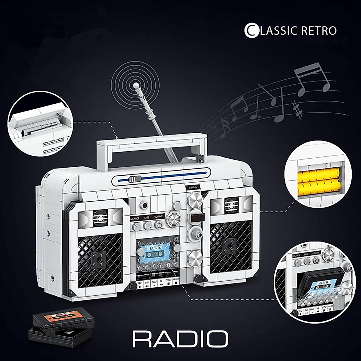 Uvini Adult Building Set, Classic Retro Series, Adult Building Set, Construction Brick Set Best Gift for Adult, Teens, Collectible Model to Build, Radio 645pcs