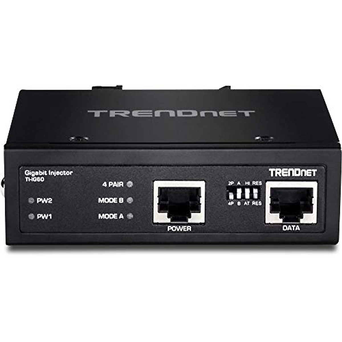 TRENDnet Hardened Industrial 60W Gigabit PoE+ Injector, DIN-Rail Mount, IP30 Rated Housing, Includes DIN-Rail & Wall Mounts, TI-IG60,Black