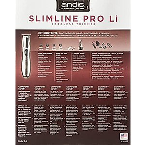Andis - D-8, Slim-Line Pro Li Cord/Cordless Rechargeable T-Blade Trimmer - for Men/Women/Kids with Carbon Steel Blade, Bump Free Tech, Zero Cuts, Low Irritation & Li-ion Lithium Battery - 300g, Gold